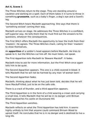 Macbeth: Act 4 for Lower Ability | Teaching Resources