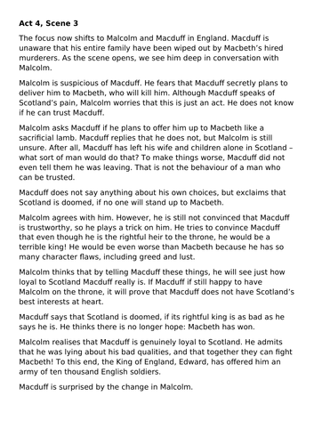 Macbeth: Act 4 for Lower Ability | Teaching Resources