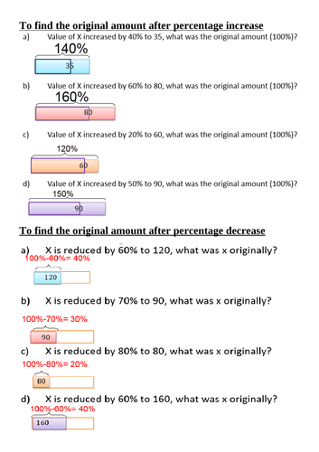 Reverse percentage change questions with shapes to understand the ratio ...