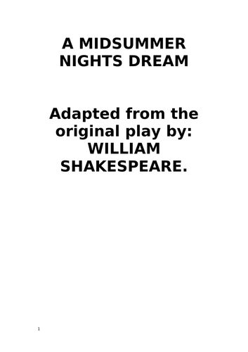 A MIDSUMMER NIGHT'S DREAM SCRIPT | Teaching Resources