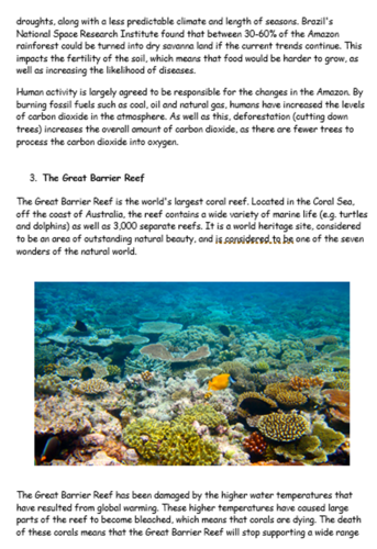 Humans + Environment Homework Booklet | Teaching Resources