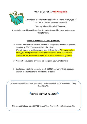 What is a Quotation? Step by step guide: low ability KS3 KS4 | Teaching ...