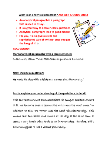 What is an analytical PEE paragraph? Lower Ability GUIDE | Teaching ...