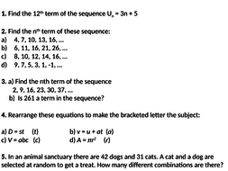 Quadratic Sequences worksheet and powerpoint | Teaching Resources