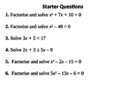 Quadratic Inequalities Worksheet and Powerpoint GCSE Maths | Teaching ...