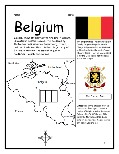 BELGIUM - Introductory Geography Worksheet | Teaching Resources