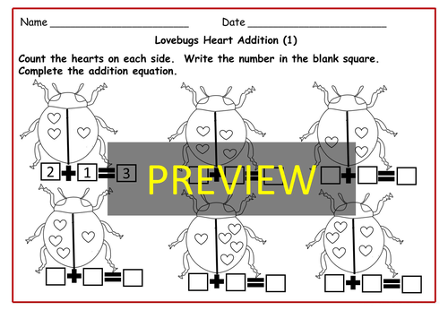 St Valentine Addition and Subtraction Worksheets - Hearts and Roses ...