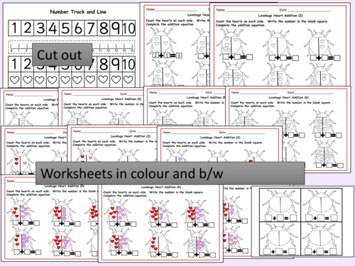 St Valentine Addition and Subtraction Worksheets - Hearts and Roses ...