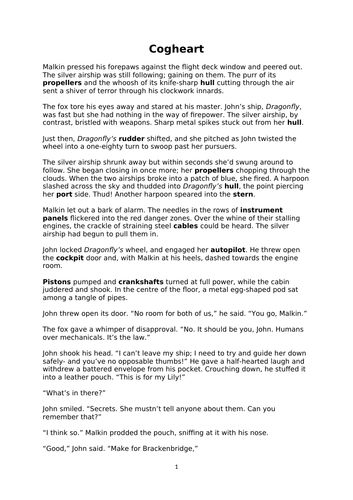 Cogheart Narrative writing and guided reading planning and tasks ...