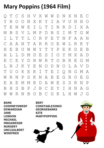 Mary Poppins Word Search | Teaching Resources
