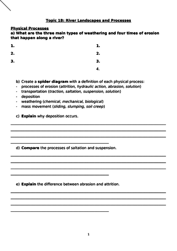 The Physical Environment Revision Workbook Bundle Edexcel A GCSE Paper ...