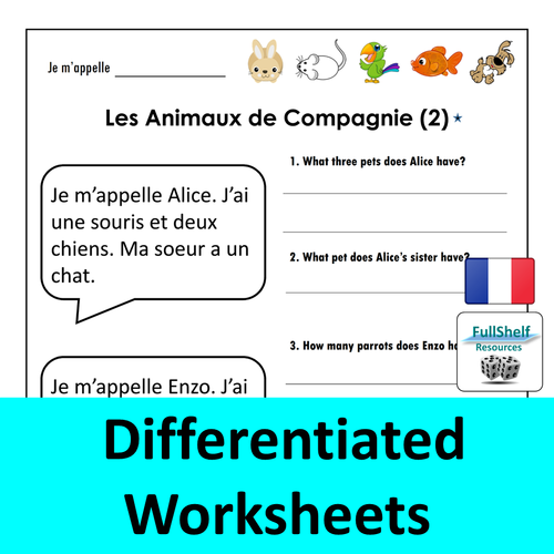 French Pets Worksheets | Teaching Resources