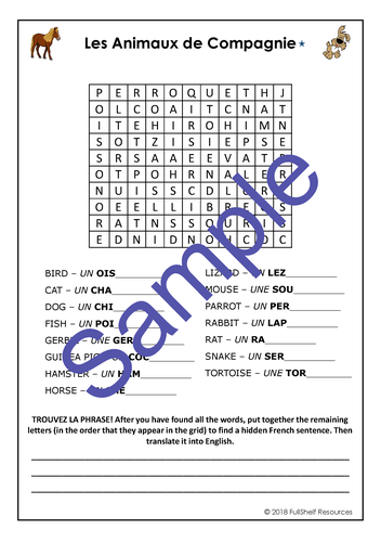 French Pets Worksheets | Teaching Resources