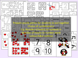 Jigsaw Two-Piece Puzzle Number Match 1 to 10, Numbers, Counting ...