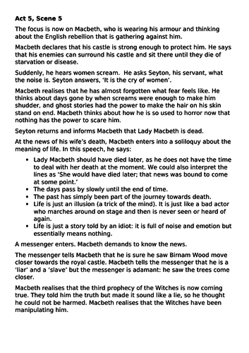 Macbeth: Act 5 for Lower Ability | Teaching Resources