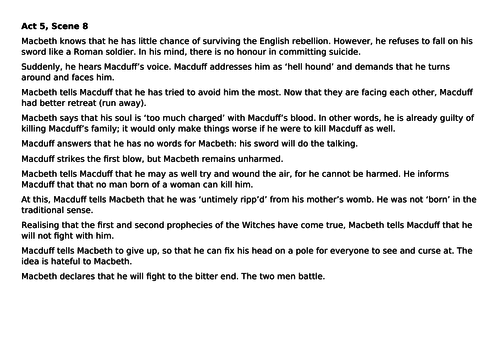 Macbeth: Act 5 for Lower Ability | Teaching Resources