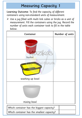 Volume and Capacity - Year 1 - White Rose Maths Style | Teaching Resources