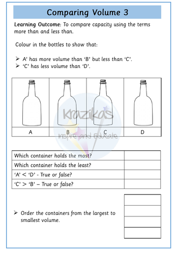 Volume and Capacity - Year 1 - White Rose Maths Style | Teaching Resources