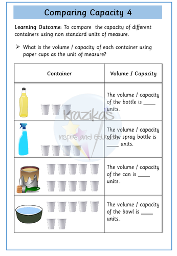 Volume and Capacity - Year 1 - White Rose Maths Style | Teaching Resources