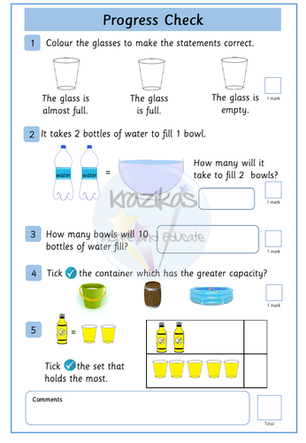 Volume and Capacity - Year 1 - White Rose Maths Style | Teaching Resources