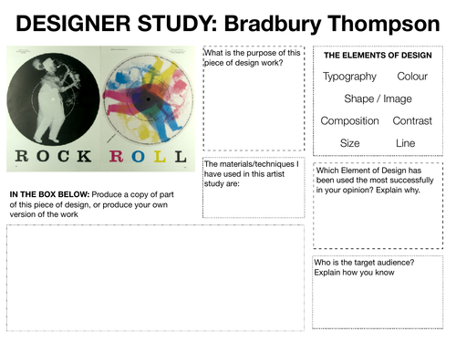 Graphic Art & Design Research Worksheets / Homework / Starter ...