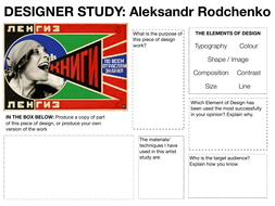 Graphic Art & Design Research Worksheets / Homework / Starter ...