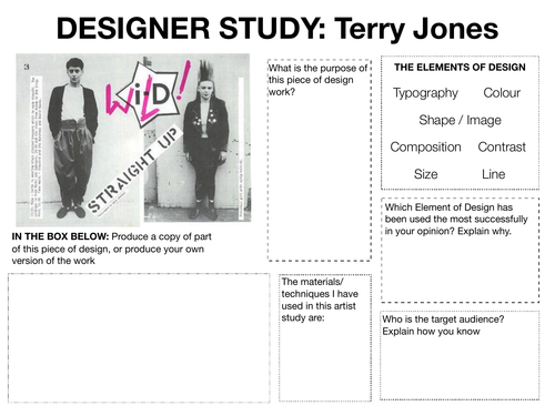 Graphic Art & Design Research Worksheets / Homework / Starter ...