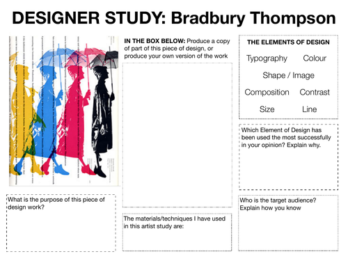 Graphic Art & Design Research Worksheets / Homework / Starter ...