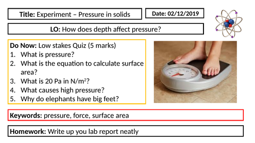 Physics - Practical - Pressure in solids | Teaching Resources Physics - Practical - Pressure in solids | Teaching Resources