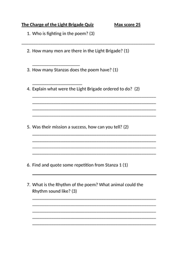 The Charge of the Light Brigade (Poetry power and conflict) | Teaching ...