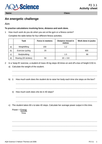 Work Done Lesson | Teaching Resources