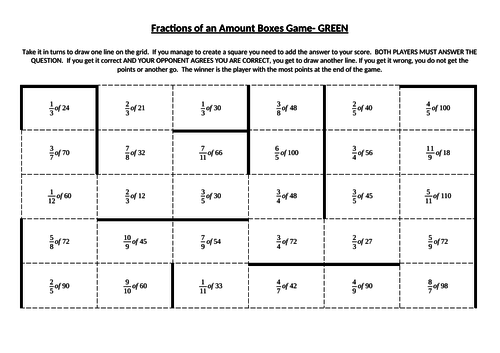 Fractions of an Amount Box Game | Teaching Resources
