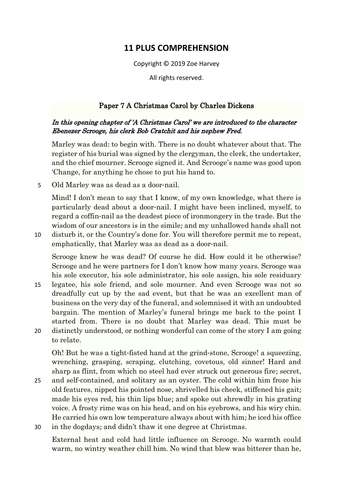 11 plus English comprehension CEM or GL assessment - Paper 7 A ...