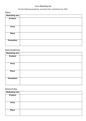 1.4.3 Marketing Mix Edexcel GCSE Business Education whole lesson ...