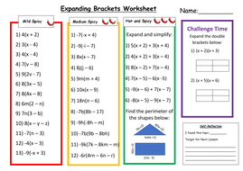 Expanding Brackets Differentiated Worksheet with Answers | Teaching ...
