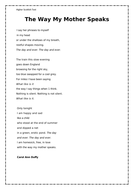 Carol Ann Duffy Scottish Text - The Way My Mother Speaks | Teaching ...