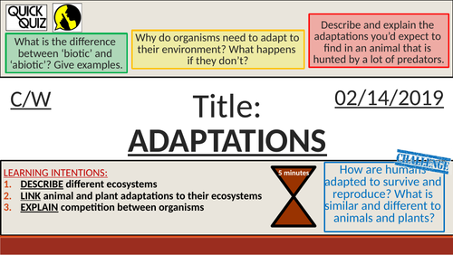KS4 New GCSE (9-1) - Adaptations (AQA B16.6, B16.7, B16.8 Ecology ...