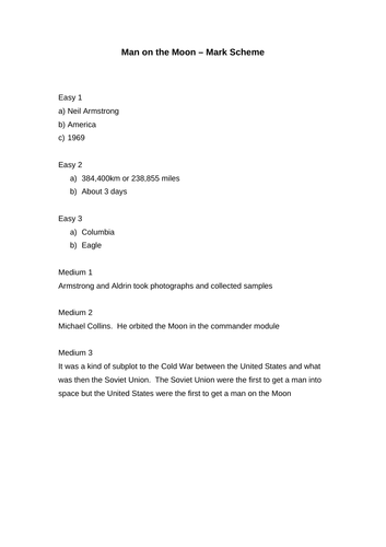 KS3 research homework on the moon landings - differentiated on 3 levels ...