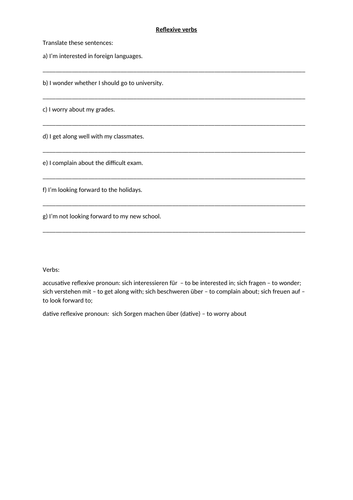 Reflexive verbs | Teaching Resources