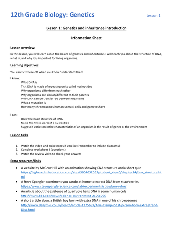 Flipped Blended Learning Post-16 Genetics Introduction Lesson (IB Topic ...