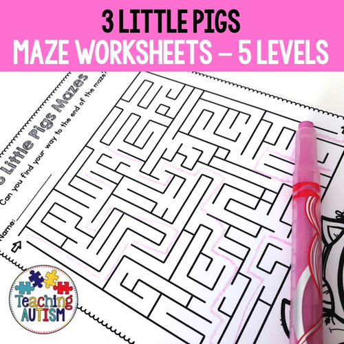 3 Little Pigs Maze Worksheets | Teaching Resources