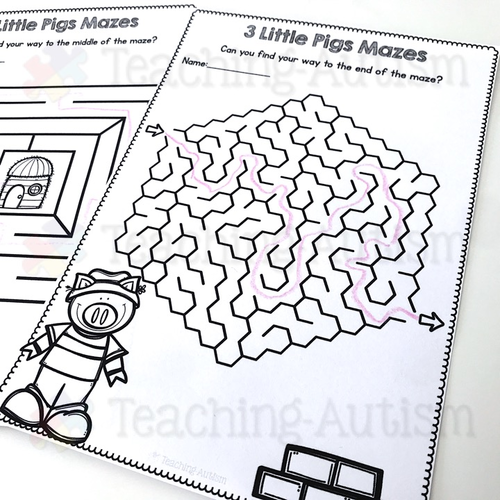 3 Little Pigs Maze Worksheets | Teaching Resources
