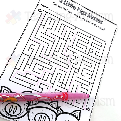 3 Little Pigs Maze Worksheets | Teaching Resources