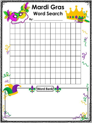 Mardi Gras Word Searches - Easy and Hard | Teaching Resources
