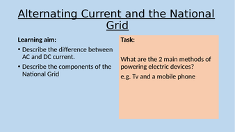 AQA P5.1 Alternating Current and the National Grid | Teaching Resources