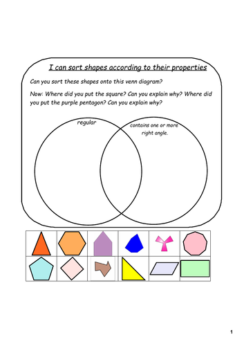 Sorting 2D Shapes According to their Properties Venn Diagrams ...