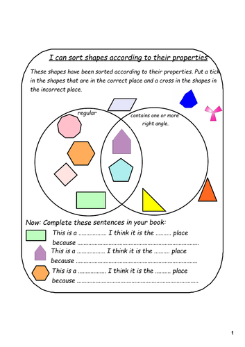 Sorting 2D Shapes According to their Properties Venn Diagrams ...