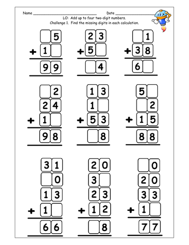 Addition KS2 Y3 Y4 Add up to four 2 digit numbers differentiated ...