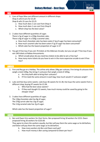 Proportion - Best Buys Worksheet | Teaching Resources