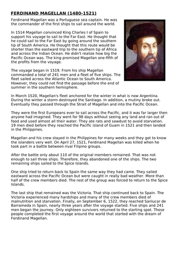 Age of Exploration Ferdinand Magellan | Teaching Resources
